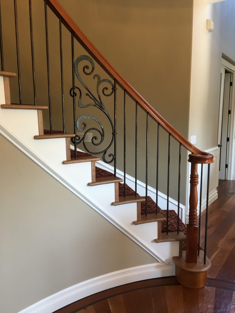 Beautiful elegant cherry railing with Oil Rubbed Bronze metal and ...